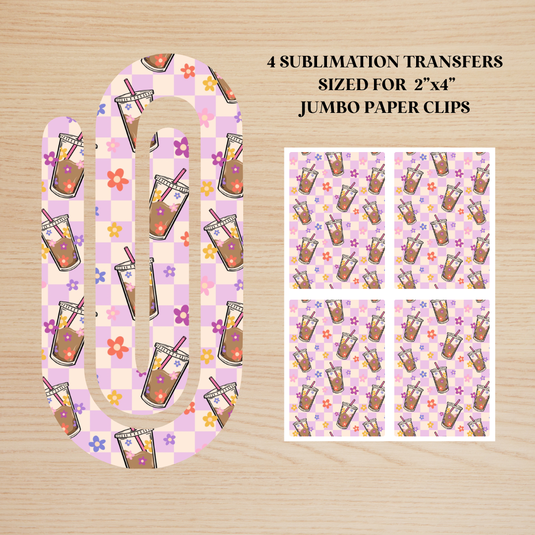 Checker Iced Coffee Checker Jumbo Paperclip Sublimation Transfer – Brix ...