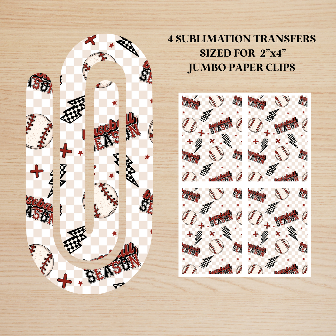 Baseball Season Jumbo Paperclip Sublimation Transfer – Brix & Co Transfers