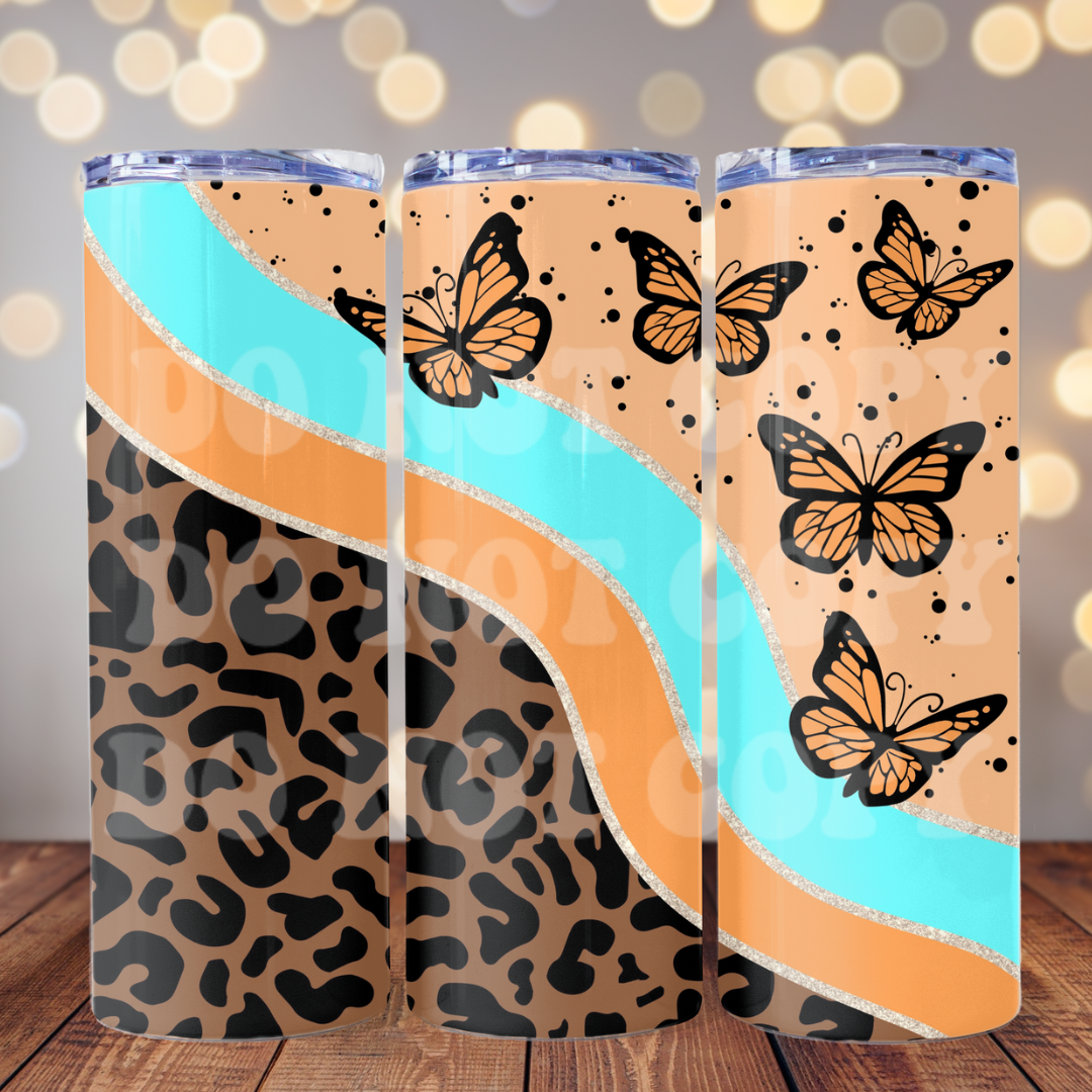 Retro Butterflies 20 oz Skinny Tumbler Sublimation Transfer – Brix & Co ...